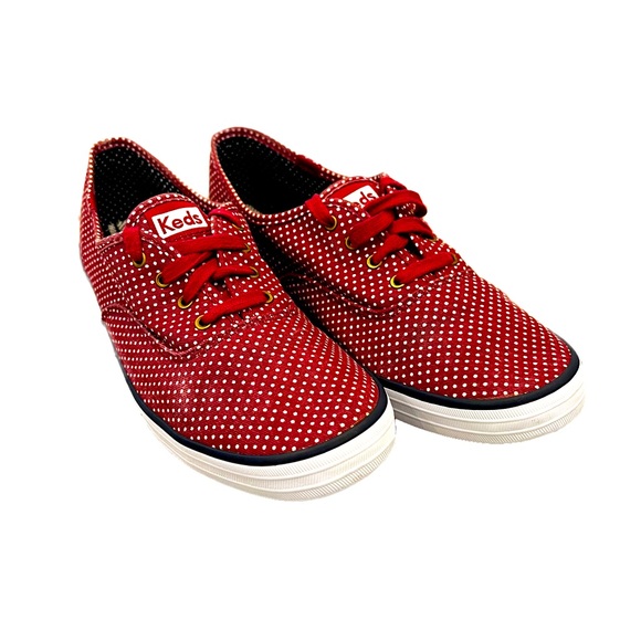 Keds | Shoes | Keds Champion Red White Polka Dot Canvas Sneakers Size 9 ...